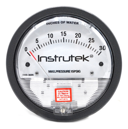 Manómetro de presión diferencial de 0 a 30 pulgadas de agua | Instrutek